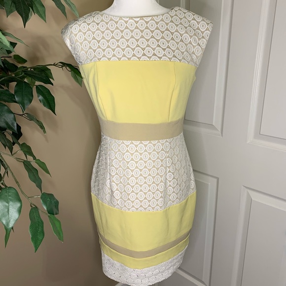 Studio One | Dresses | Studio One Yellow And Tan Dress Size 4 | Poshmark